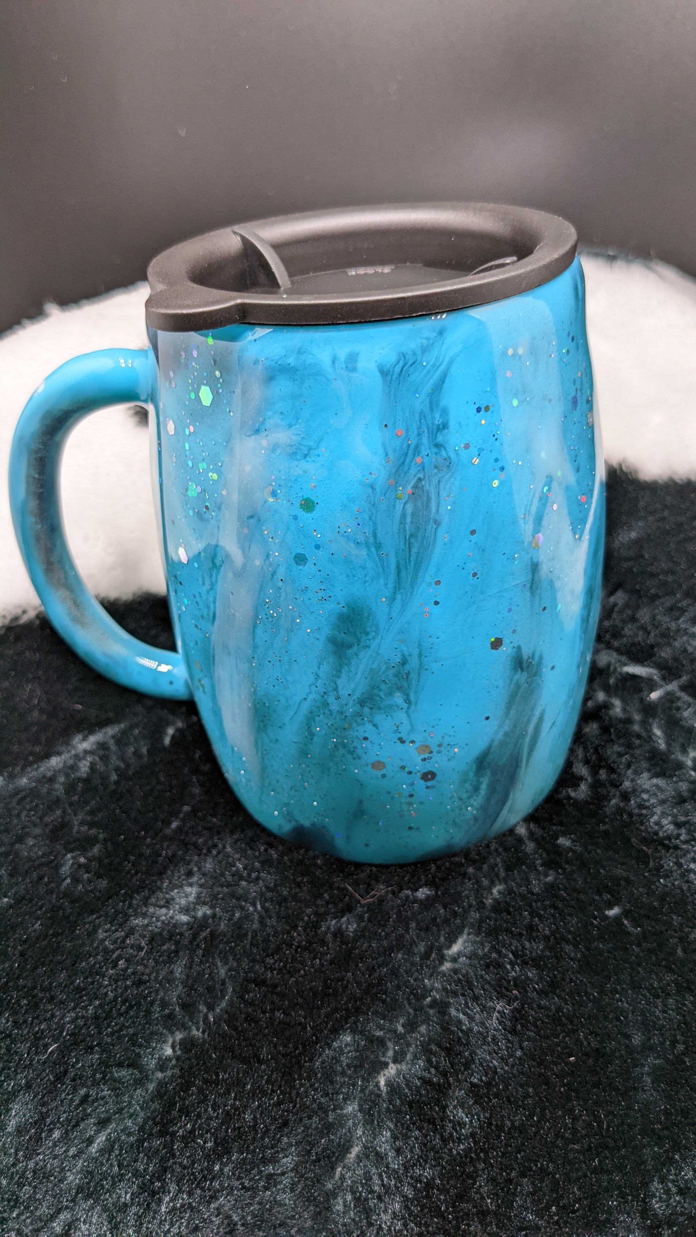 14 oz teal Milky Way swirl mug Tumbler with handle – moojesticcreations